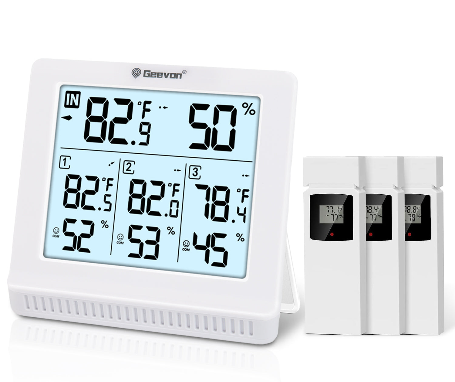 Geevon Indoor Outdoor Thermometer Wireless with 3 Remote Sensors, Wire ...