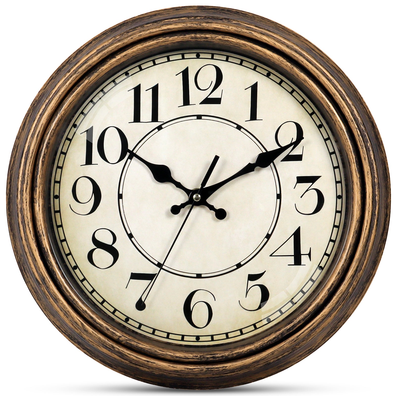 Geevon Retro Silent 12 Inch Wall Clock Non Ticking, Rustic Vintage Clo ...